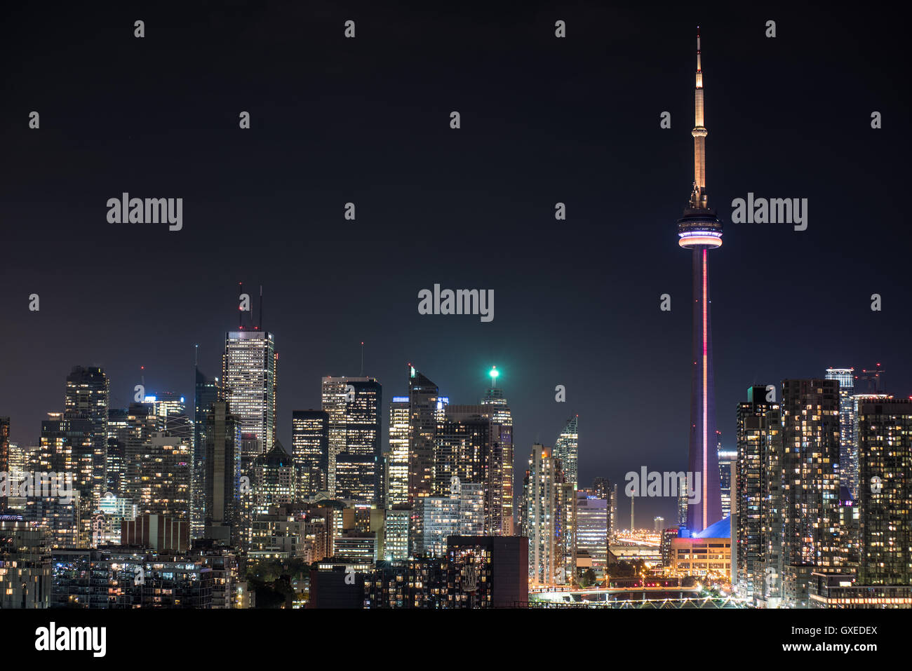 Urban lighted landscape of Toronto. Skyline of buildings and office ...