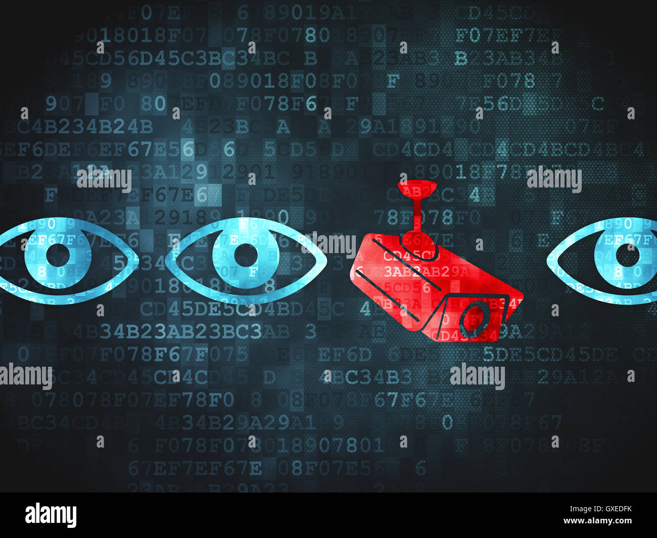 Protection concept: Camera And Eye on digital background Stock Photo ...