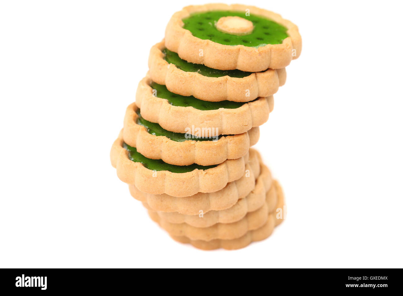 Stack of biscuit with kiwi jam Stock Photo - Alamy