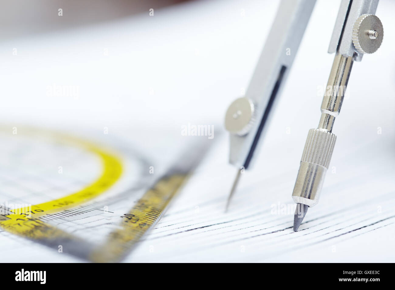 Compasses and ruler Stock Photo - Alamy