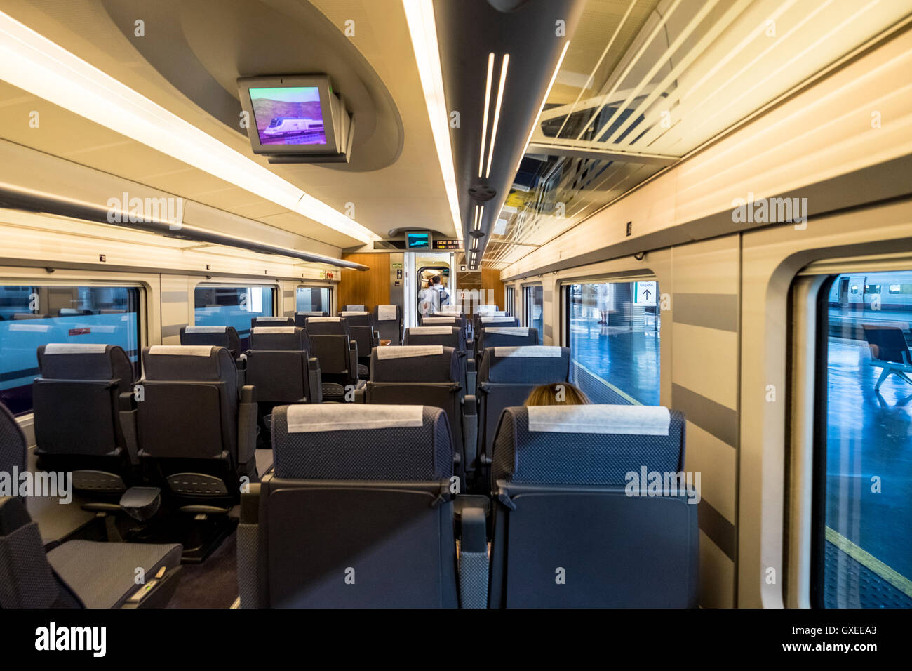 High speed cabine Train interior Madrid Spain Stock Photo - Alamy