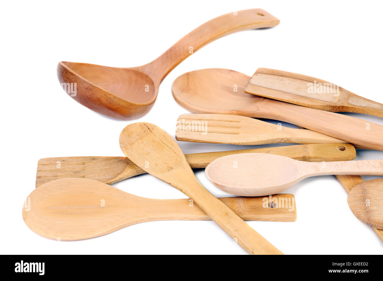 Different kitchen wooden utensils cutlery Stock Photo - Alamy