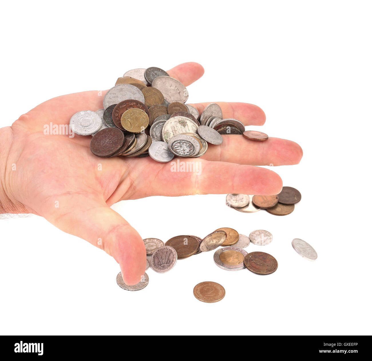 Hand giving lot money pile hi-res stock photography and images - Alamy