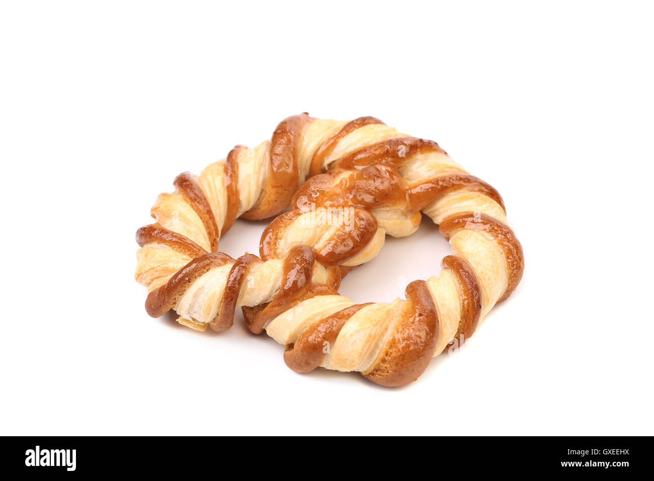 Knot-shaped biscuits on a white background Stock Photo - Alamy