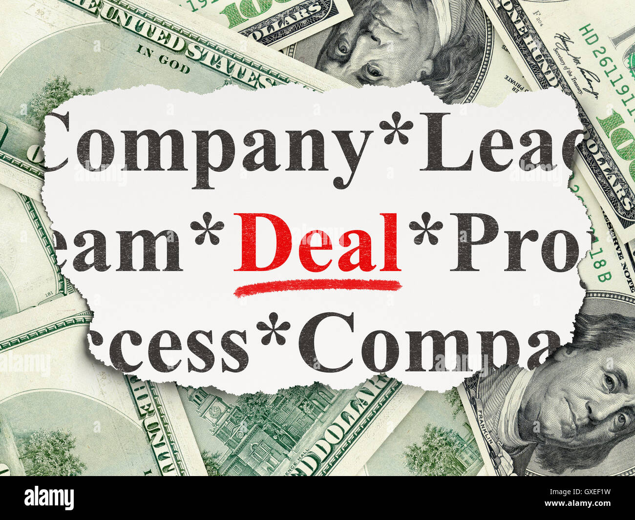 Finance concept: Deal on Money background Stock Photo - Alamy