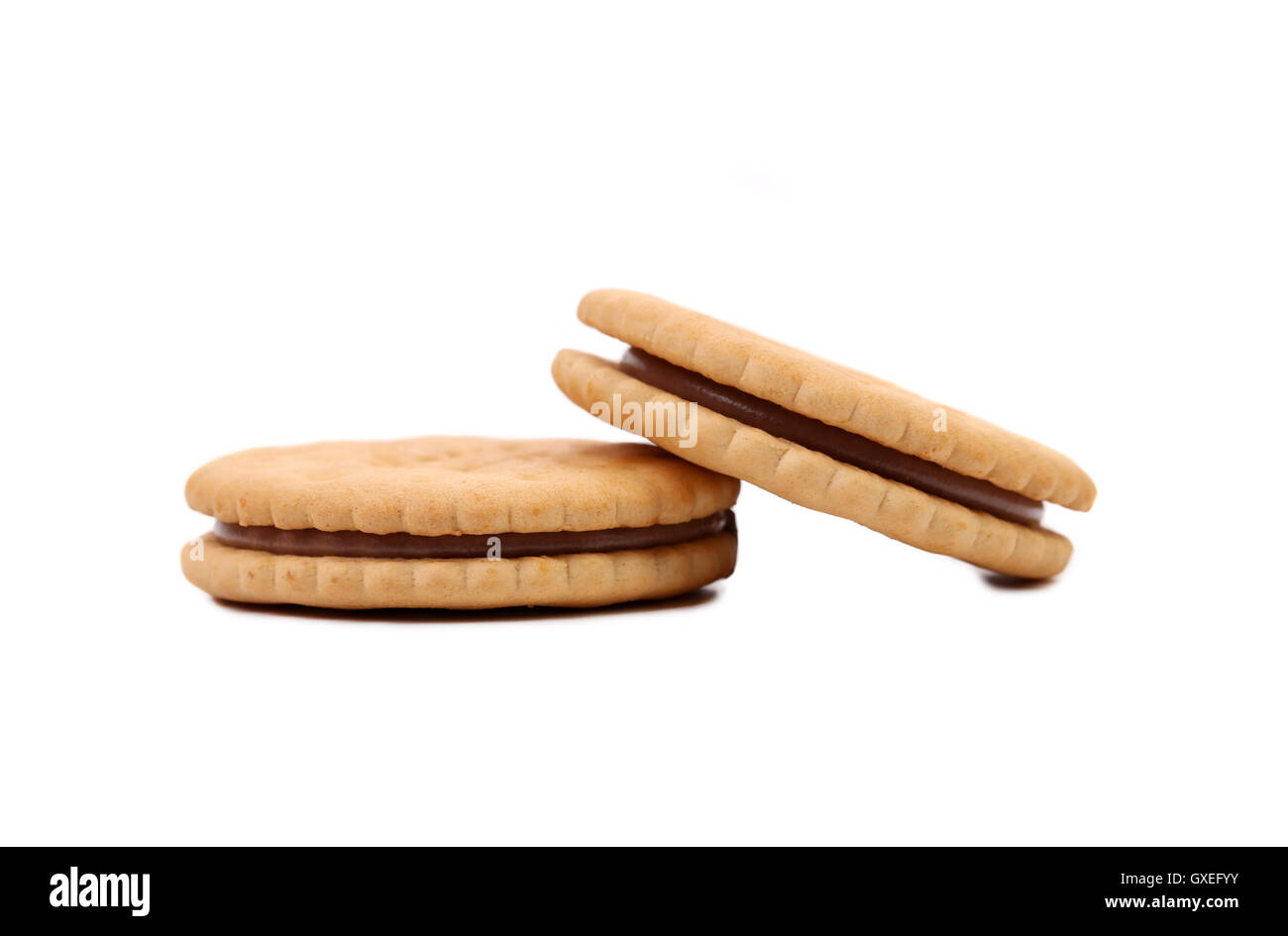Closeup cookie biscuits with filling Stock Photo - Alamy