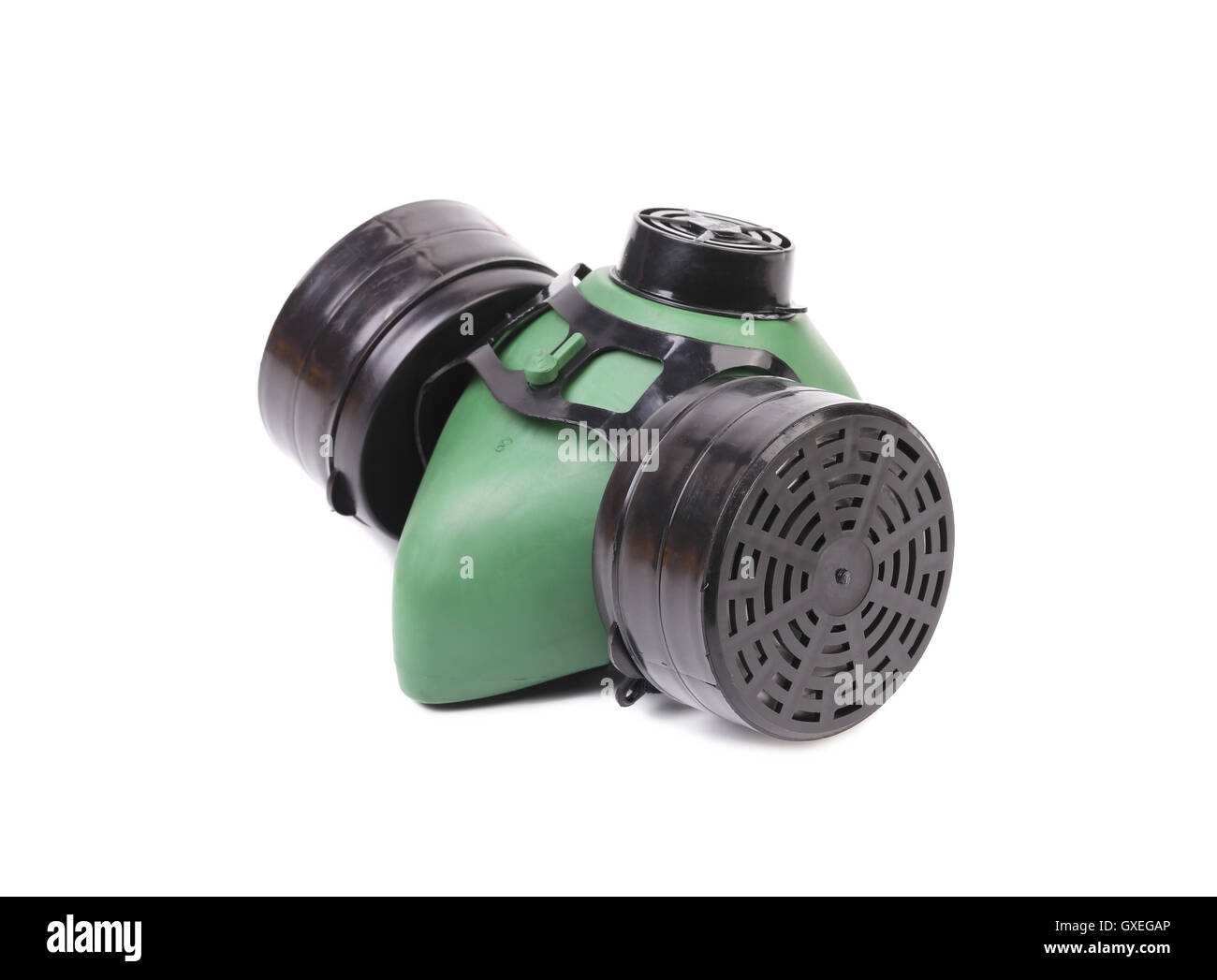 Side view of green gas mask Stock Photo - Alamy