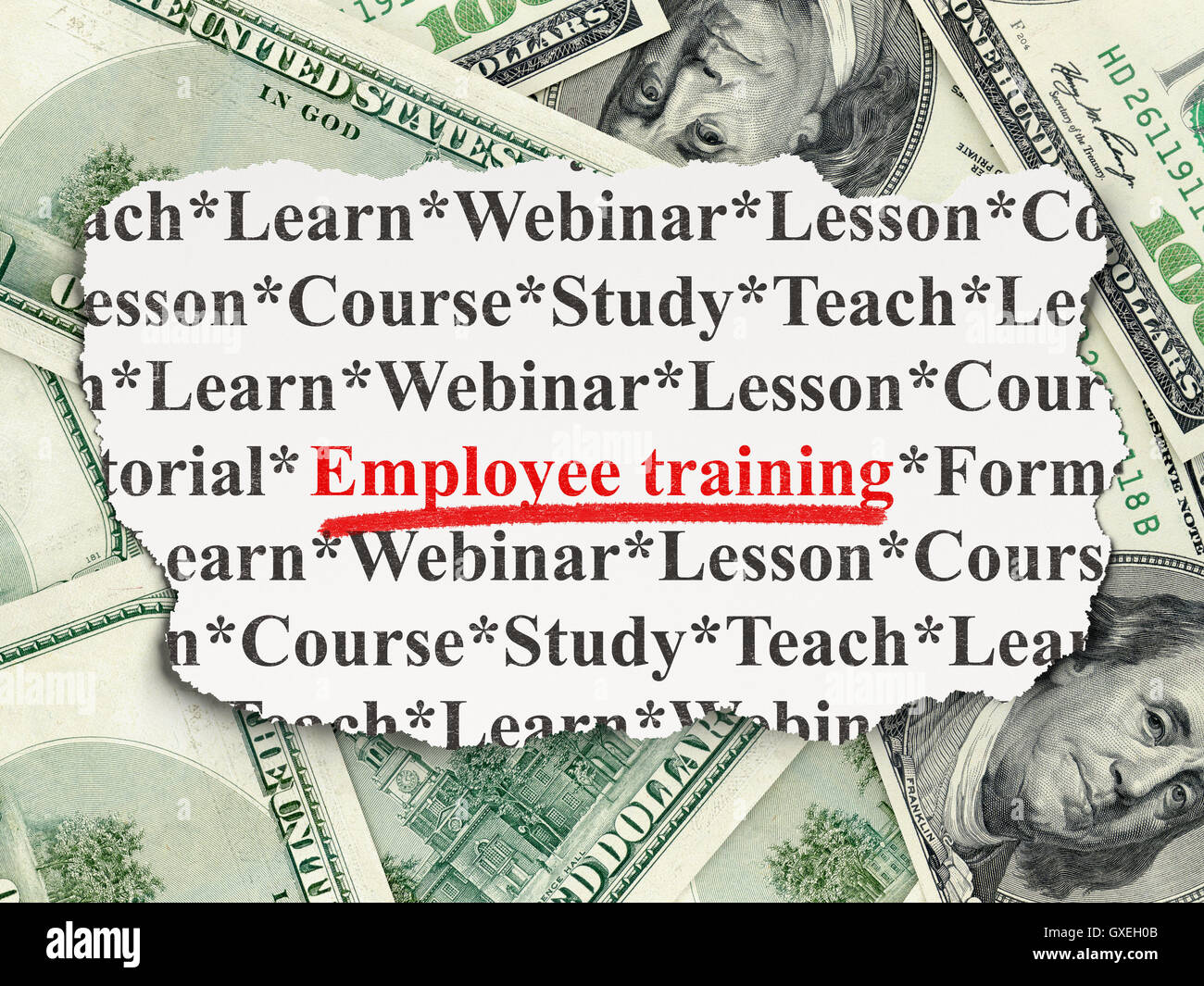 Education concept: Employee Training on Money background Stock Photo ...