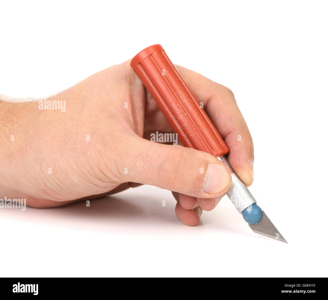 Hand holds plastic Craft Knife Stock Photo - Alamy