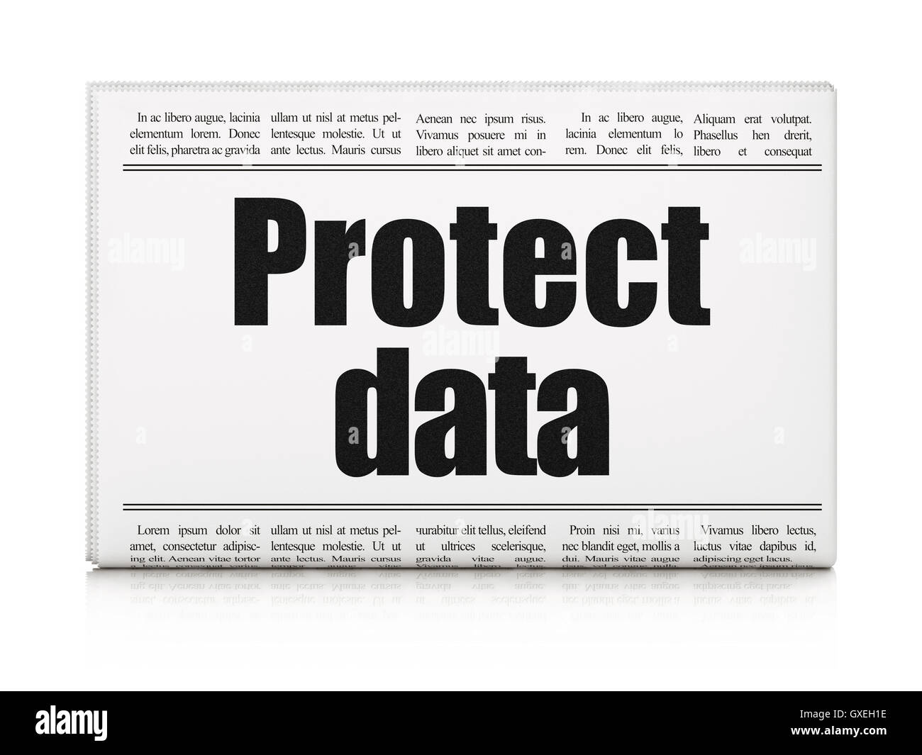 Safety news concept: newspaper headline Protect Data Stock Photo - Alamy
