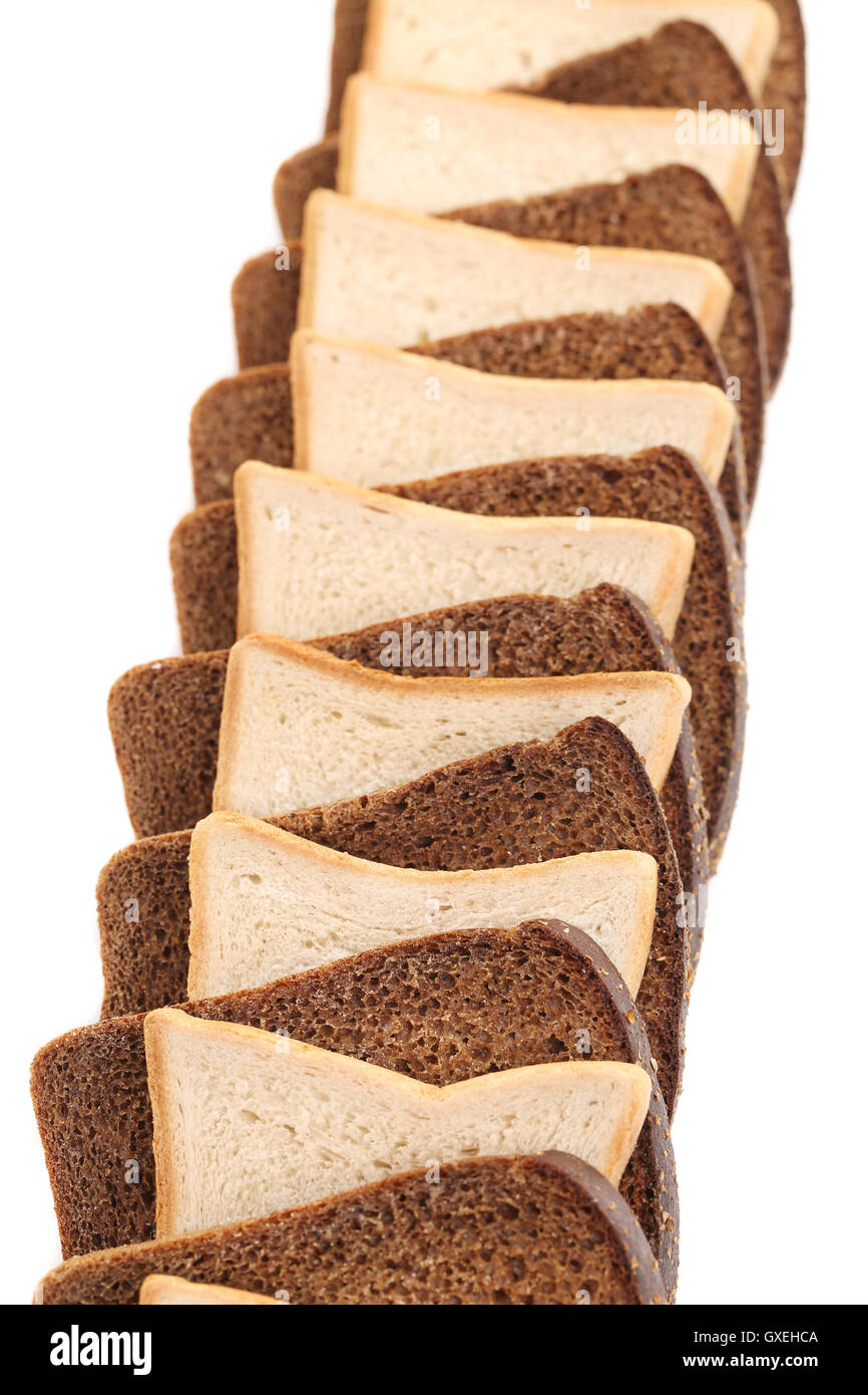 Row of sliced bread. White and black Stock Photo - Alamy
