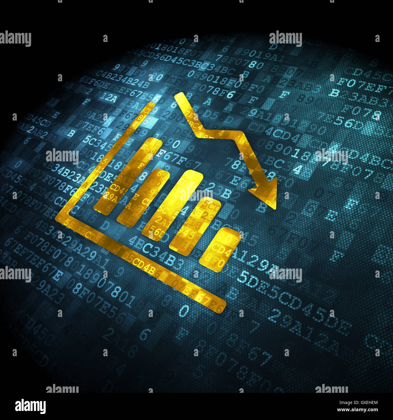 News concept: Decline Graph on digital background Stock Photo - Alamy