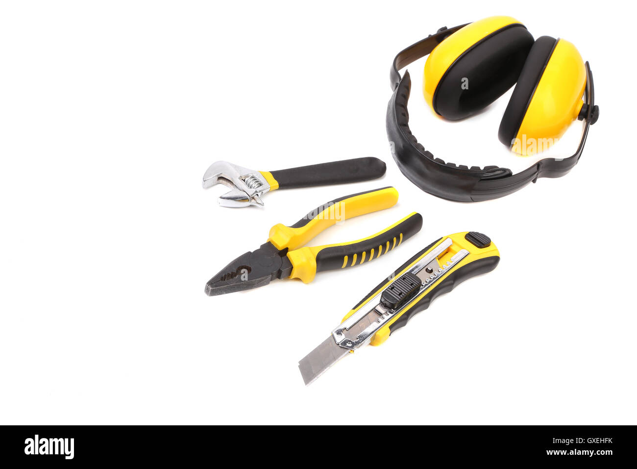 Repair tools and protective ear muffs Stock Photo - Alamy