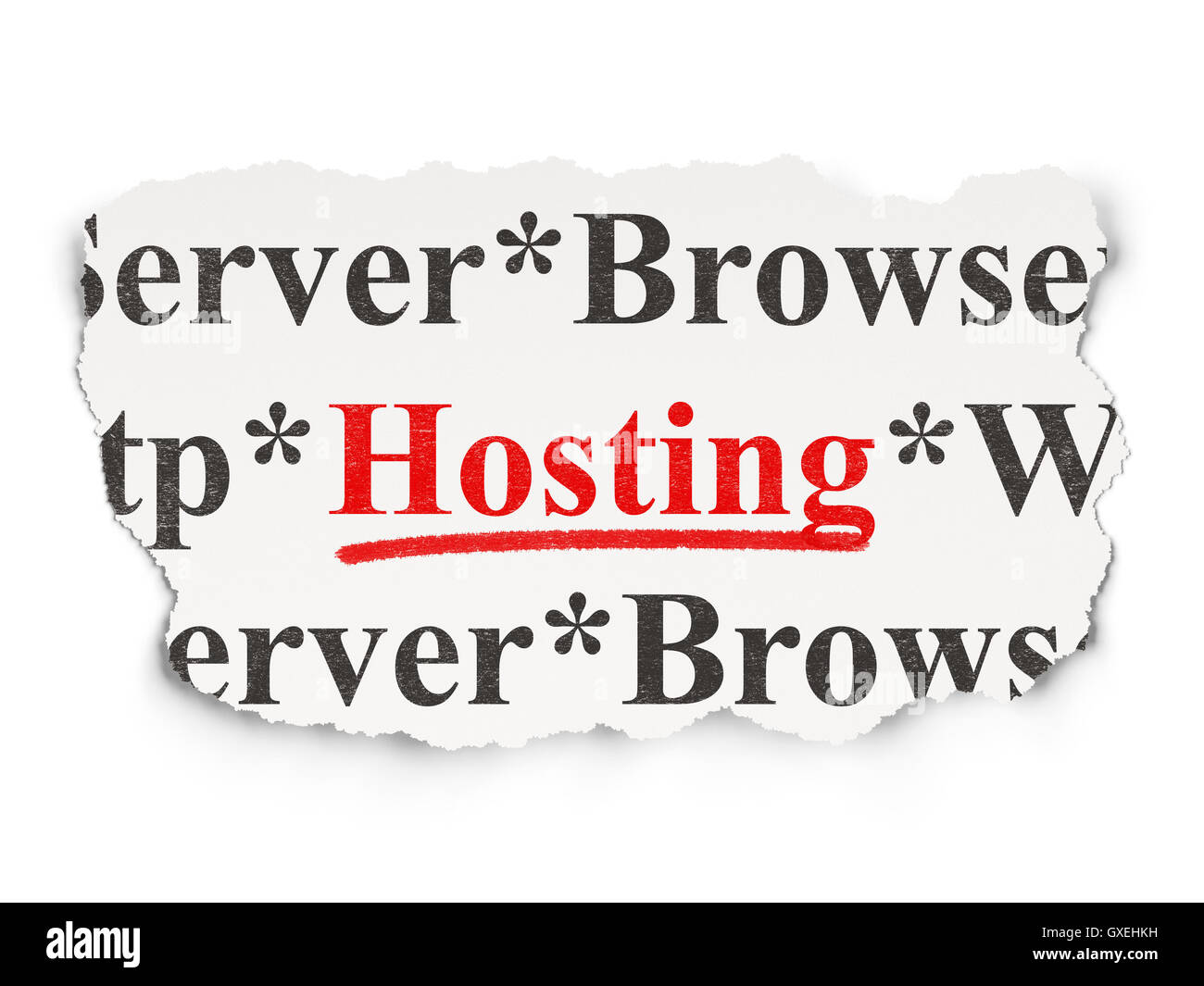 Web design concept: Hosting on Paper background Stock Photo - Alamy