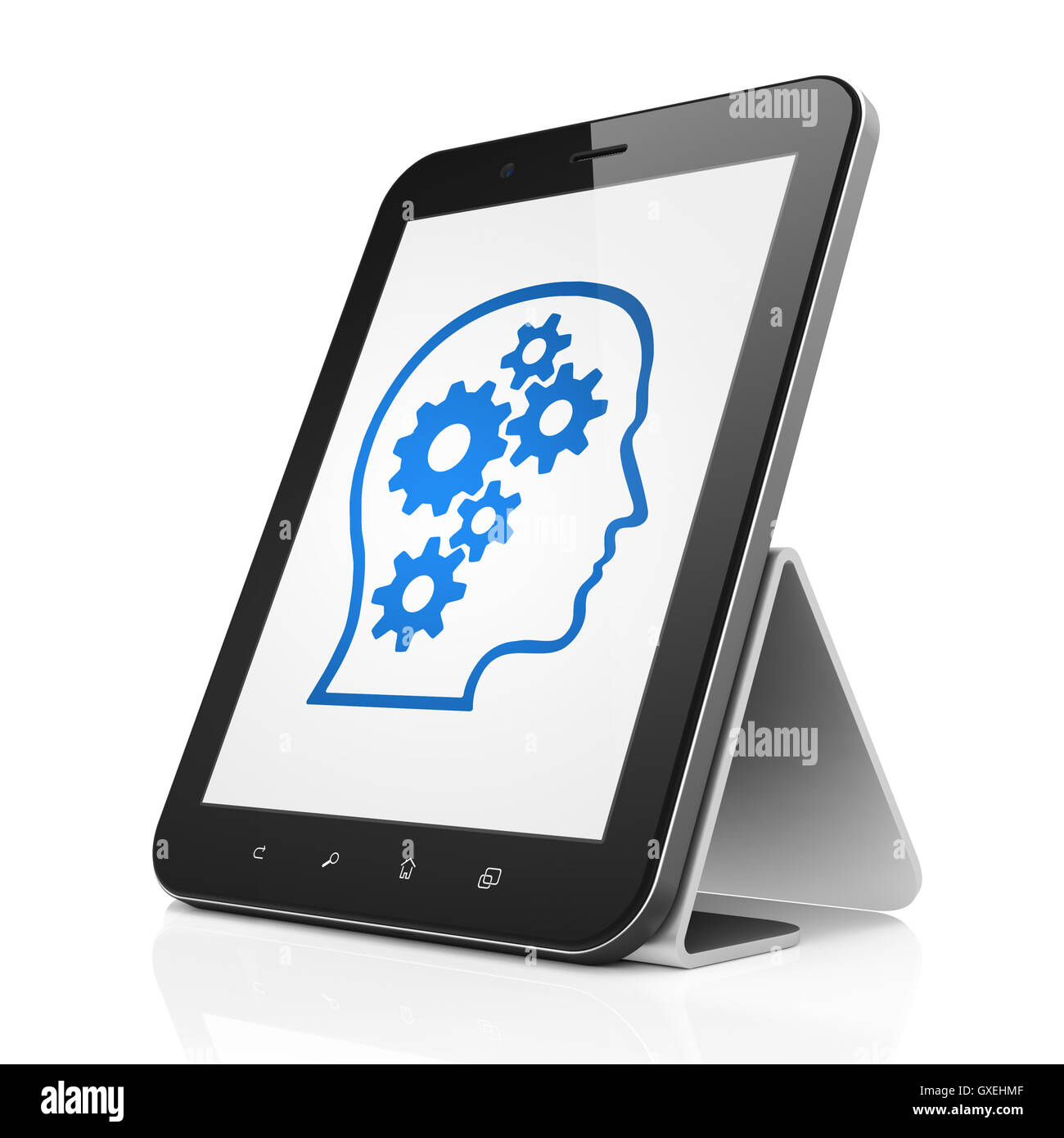 Education concept: Head With Gears on tablet pc computer Stock Photo ...