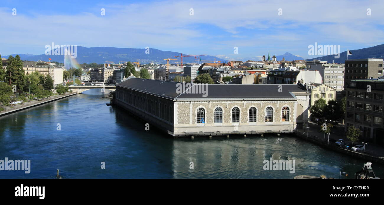 Aerial view geneva rhone river hi-res stock photography and images - Alamy