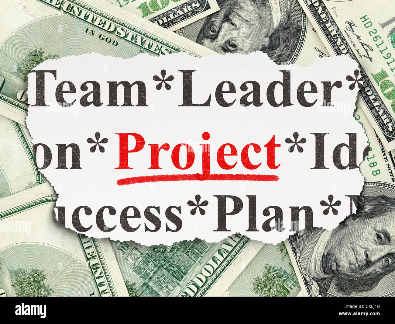 Business concept: Project on Money background Stock Photo - Alamy