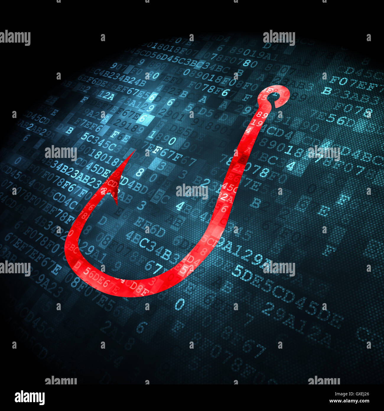 Safety concept: Fishing Hook on digital background Stock Photo - Alamy