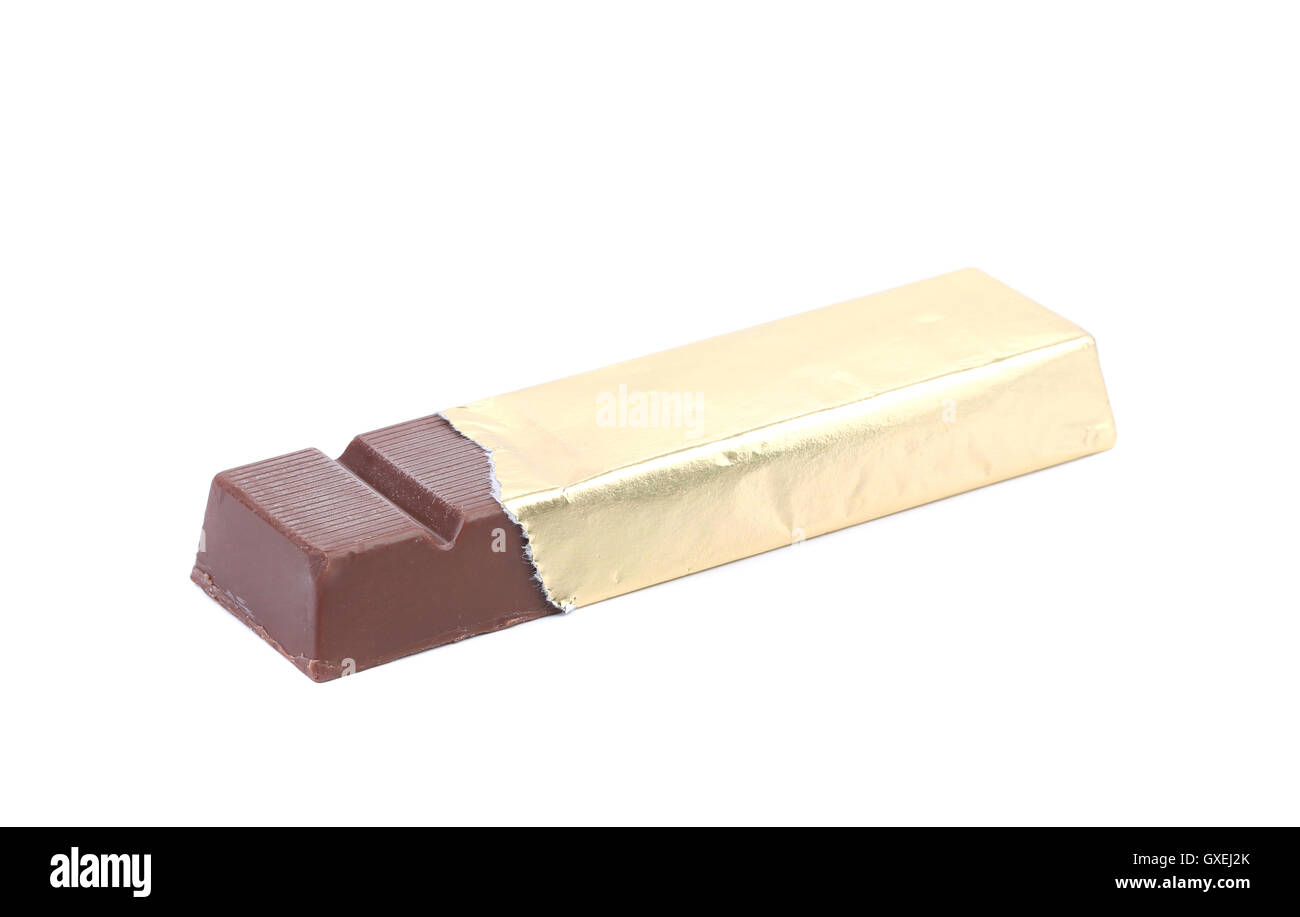 Bar of chocolate in gold foil Stock Photo - Alamy