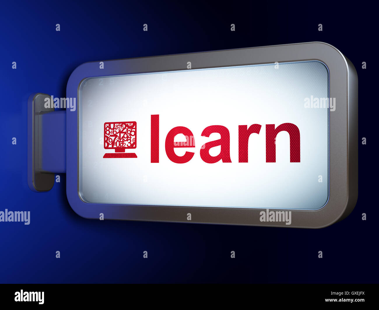 Education concept: Learn and Computer Pc on billboard background Stock ...