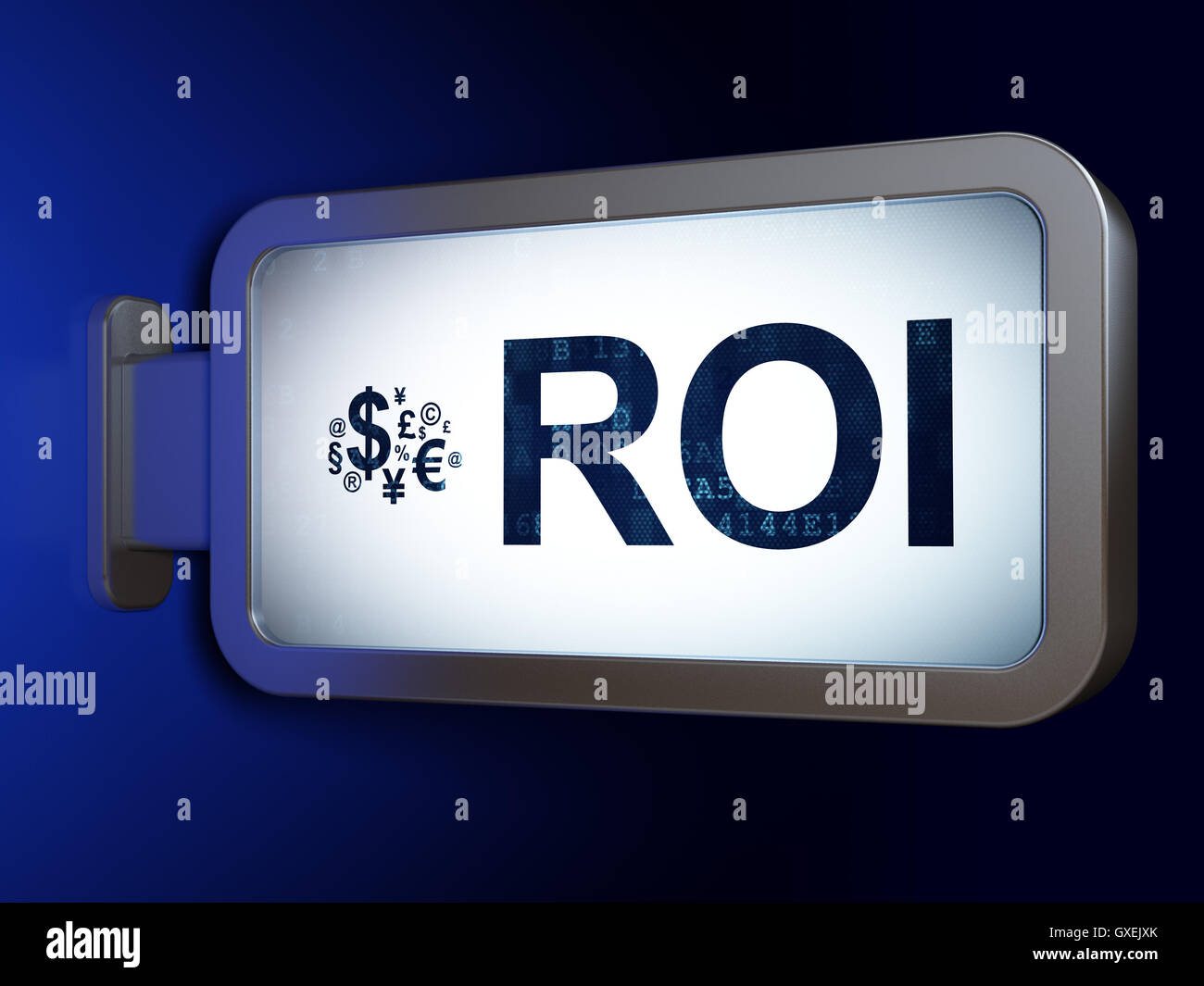 Business concept: ROI and Finance Symbol on billboard background Stock ...