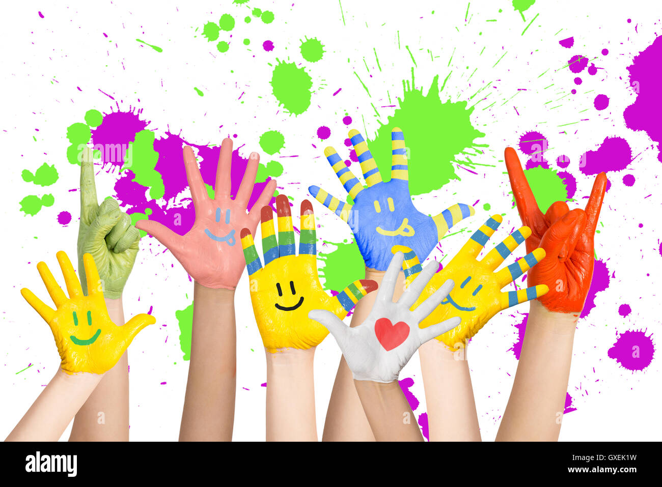 painted children's hands Stock Photo - Alamy
