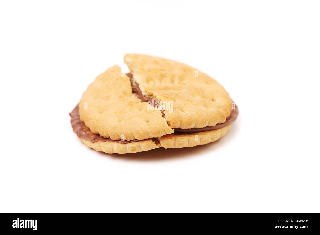 Broken sandwich biscuits with chocolate cream Stock Photo - Alamy