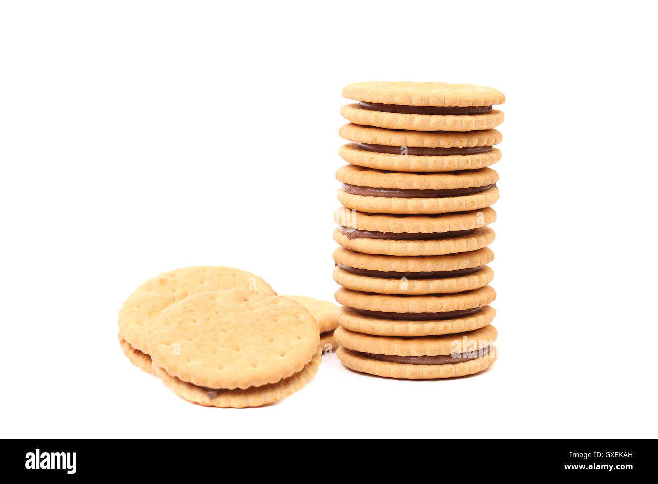 Stack of cookie biscuits with filling Stock Photo - Alamy