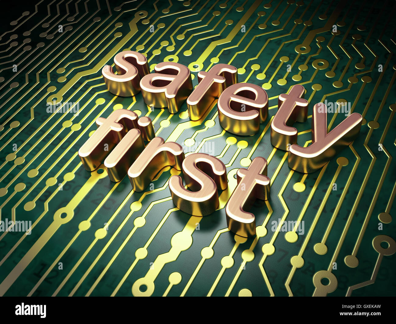 Privacy concept: Safety First on circuit board background Stock Photo ...