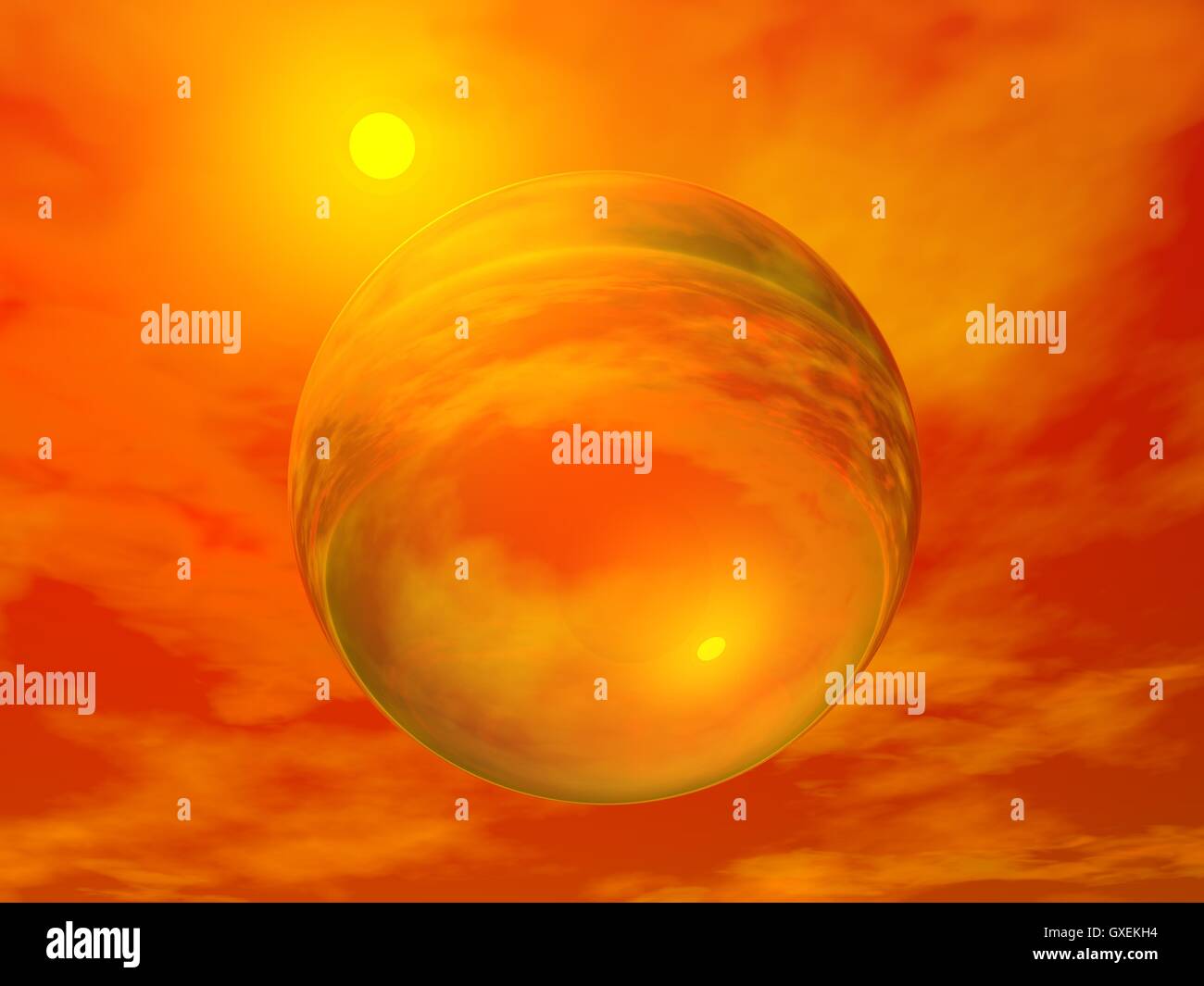 Sun and bubble - 3D render Stock Photo - Alamy