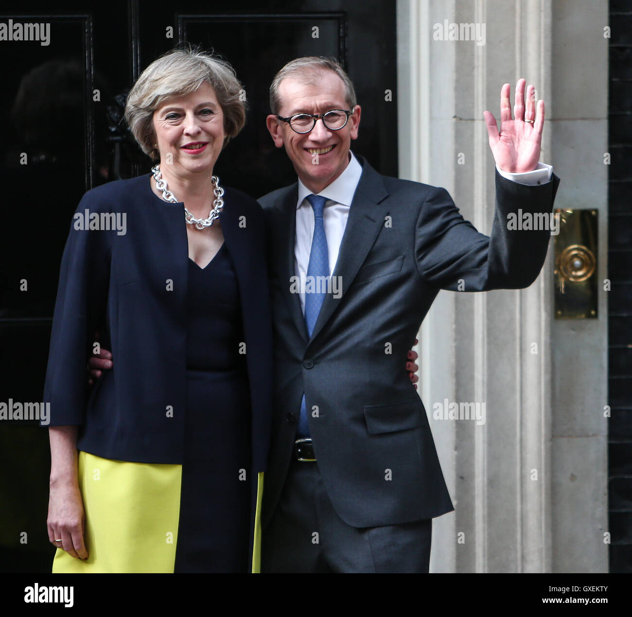 Theresa May arrives in Downing Street alongside her husband, Philip ...