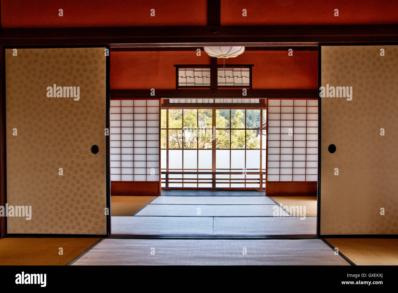Japan, Izushi. Izushi Shiryokan museum, interior. Large Meiji period ...