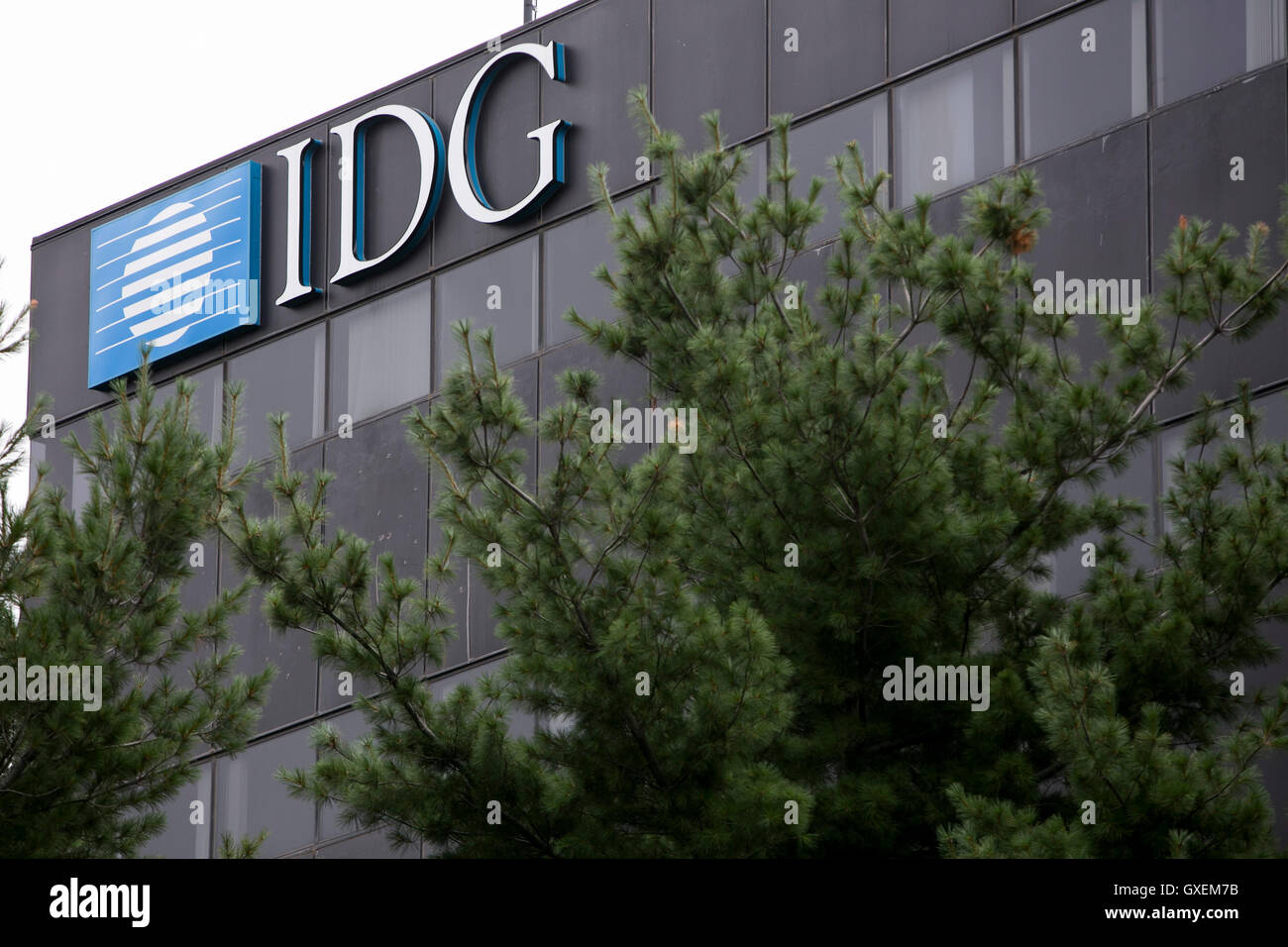 A logo sign outside of the headquarters of International Data Group ...