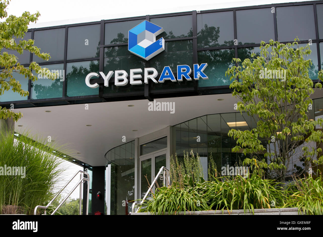 A logo sign outside of the headquarters of CyberArk in Newton ...