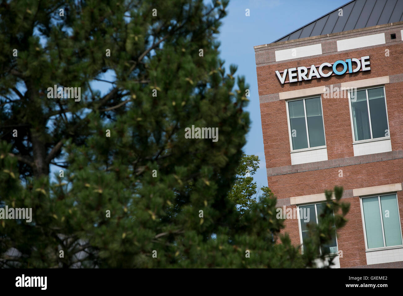 A logo sign outside of the headquarters of Veracode in Burlington ...