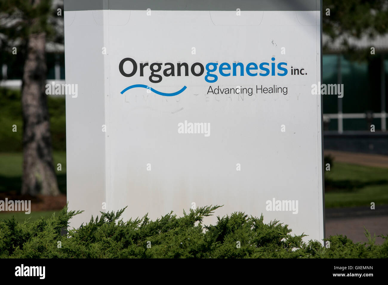 A logo sign outside of a facility occupied by Organogenesis Inc., in ...