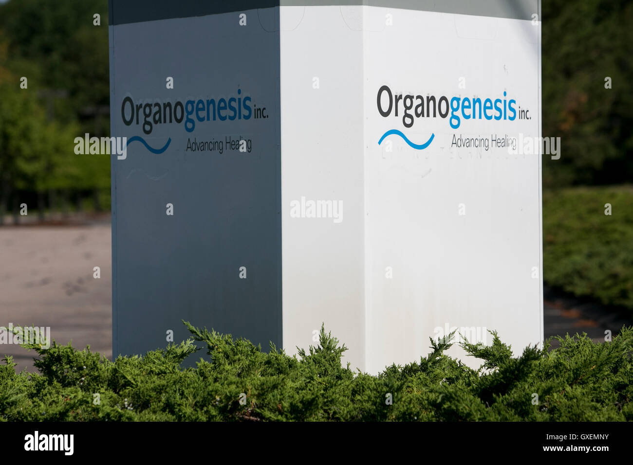 A logo sign outside of a facility occupied by Organogenesis Inc., in ...