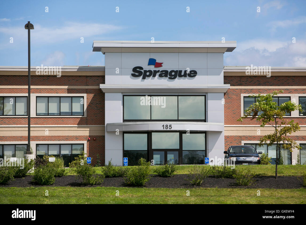 A logo sign outside of the headquarters of Sprague Energy in Portsmouth ...