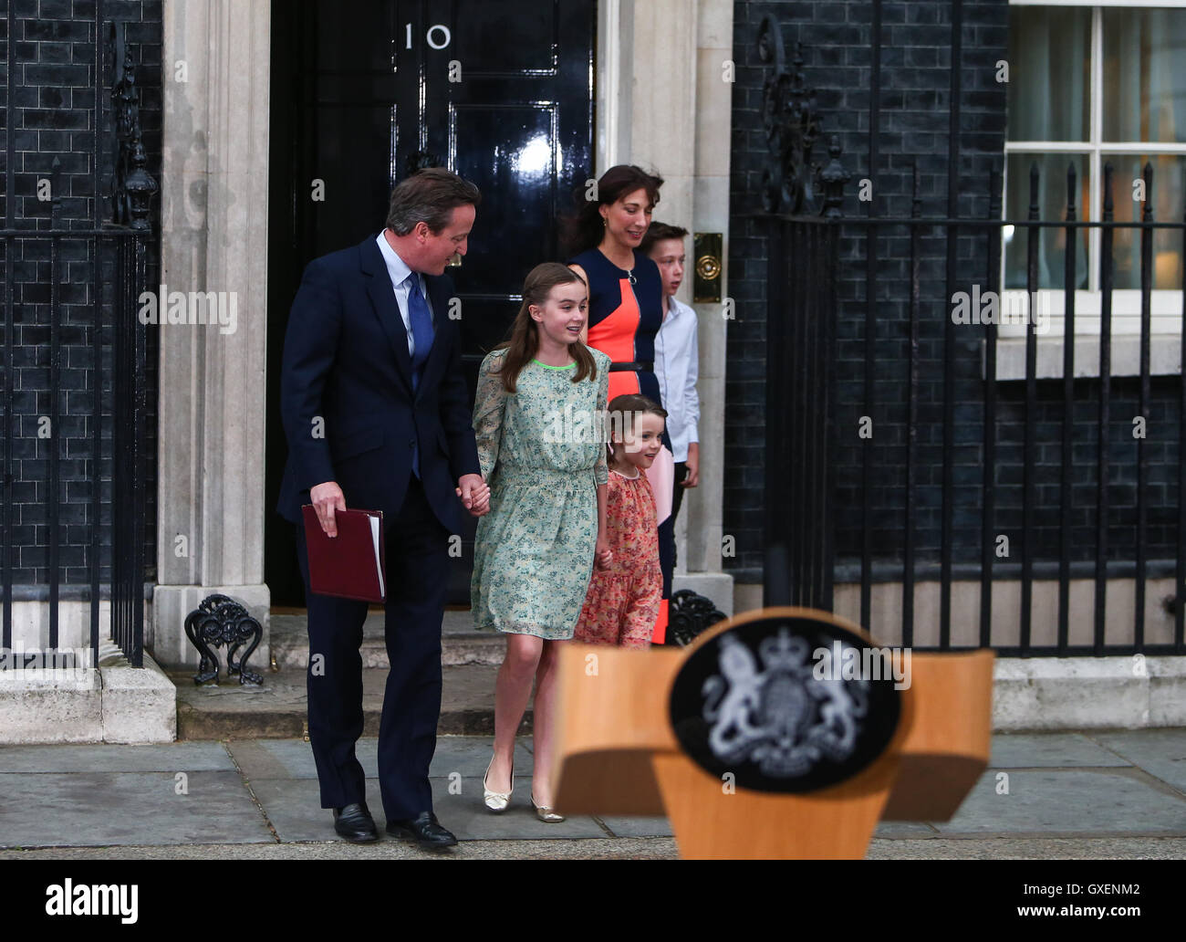 David Cameron and his wife, Samantha, along with their children, leave ...