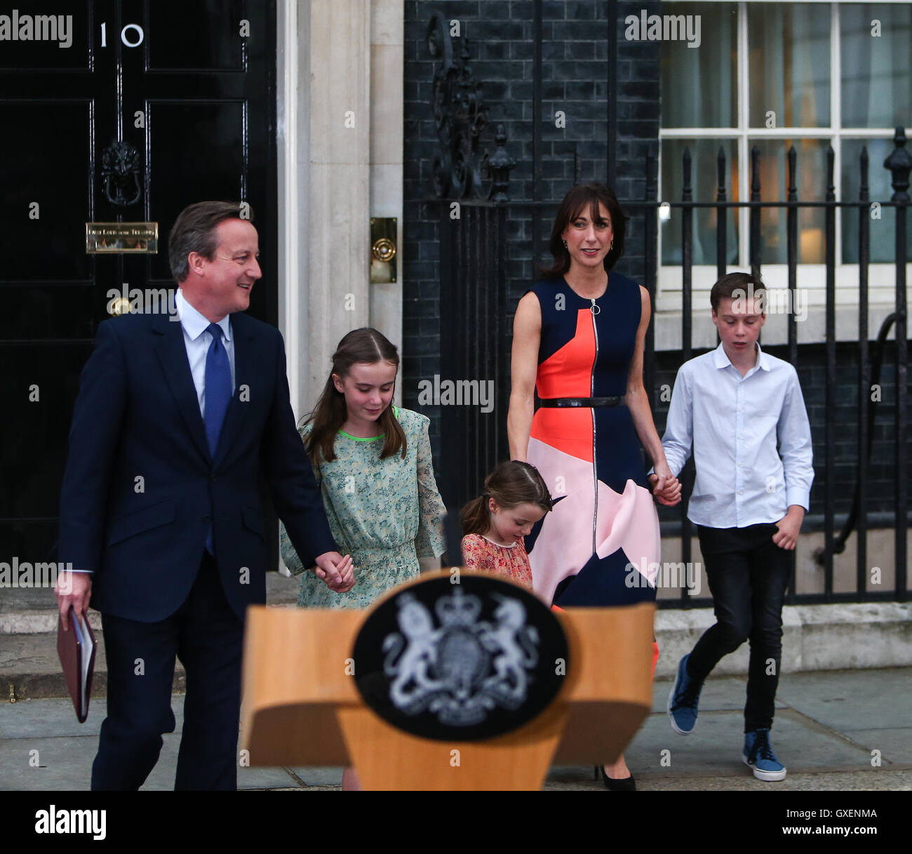 David Cameron and his wife, Samantha, along with their children, leave ...