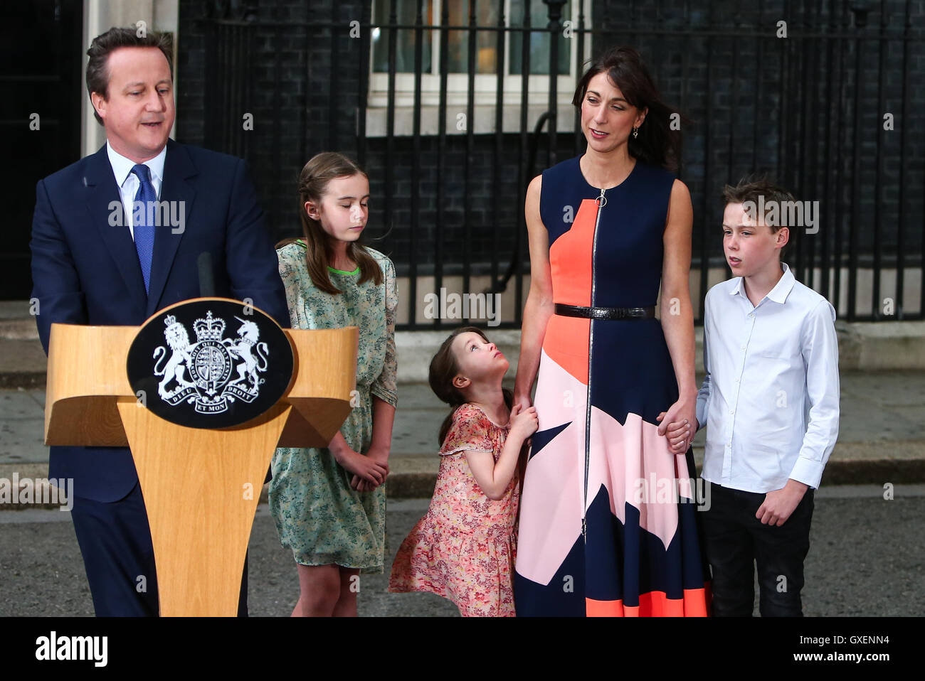 David Cameron and his wife, Samantha, along with their children, leave ...