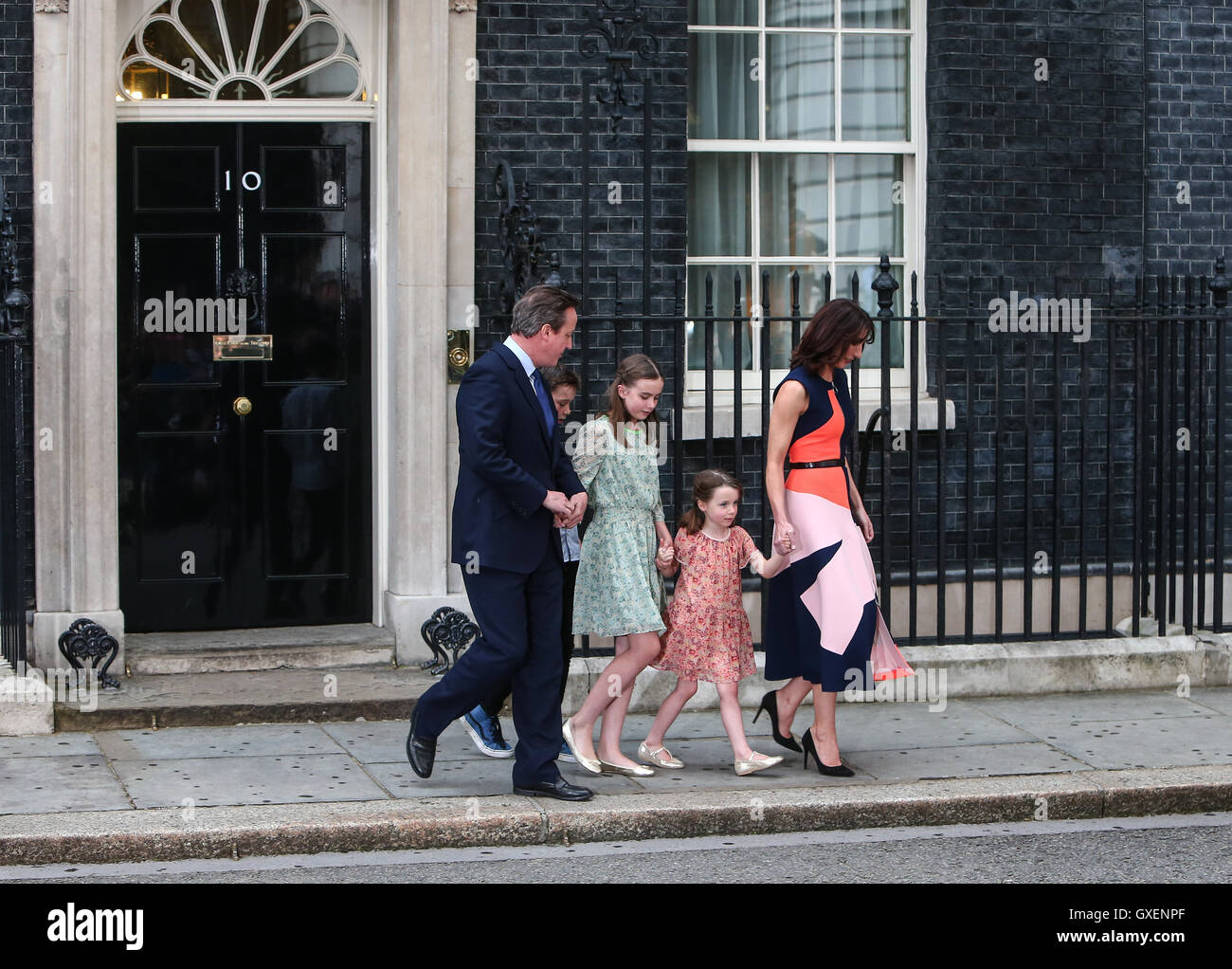 David Cameron and his wife, Samantha, along with their children, leave ...