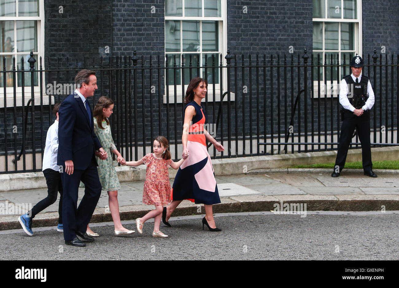 David Cameron and his wife, Samantha, along with their children, leave ...
