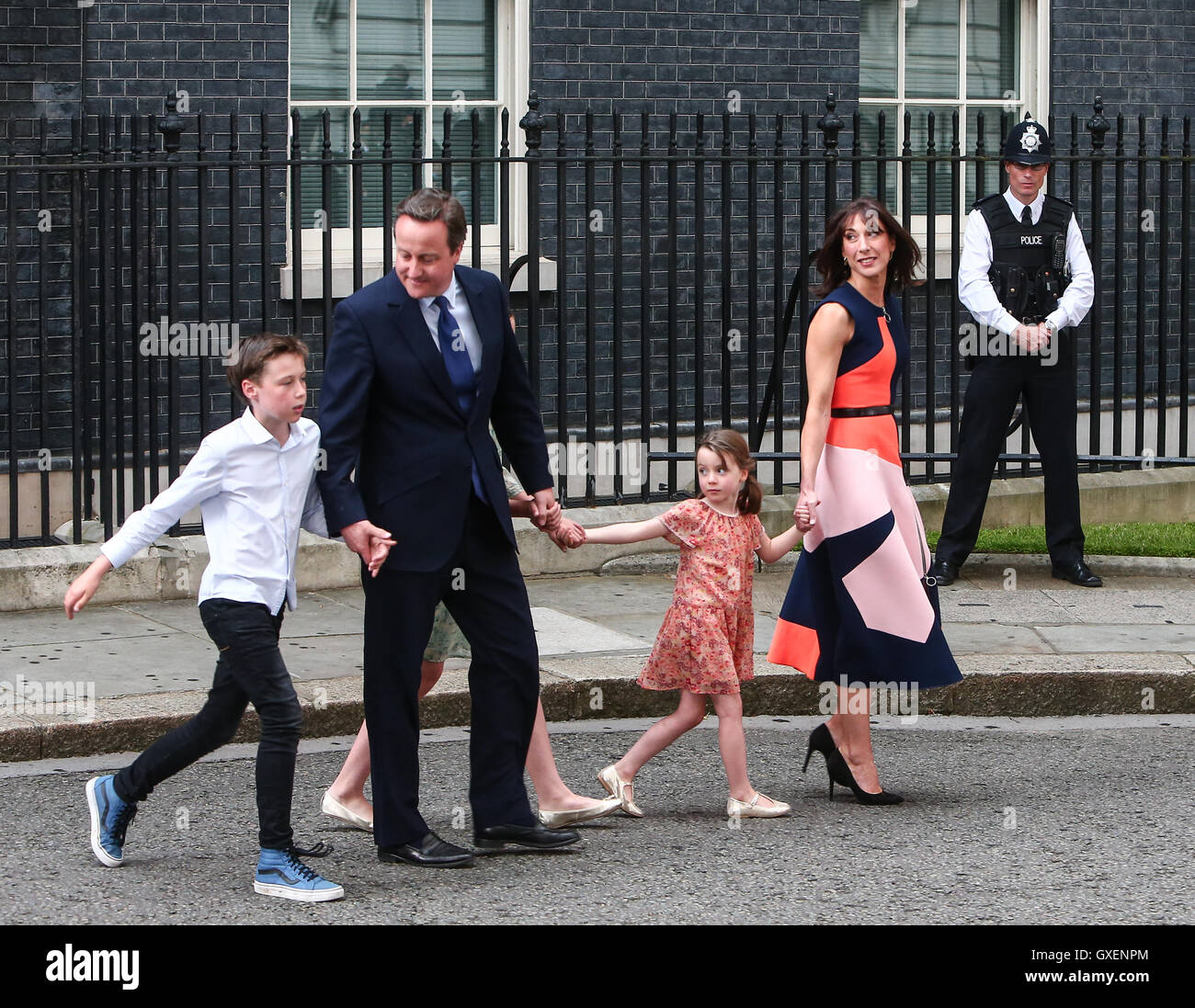 David Cameron and his wife, Samantha, along with their children, leave ...