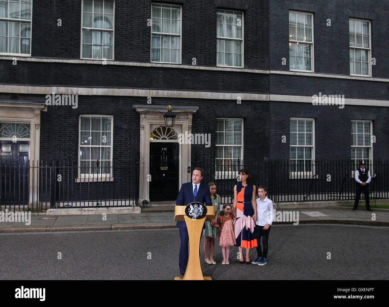 David Cameron and his wife, Samantha, along with their children, leave ...