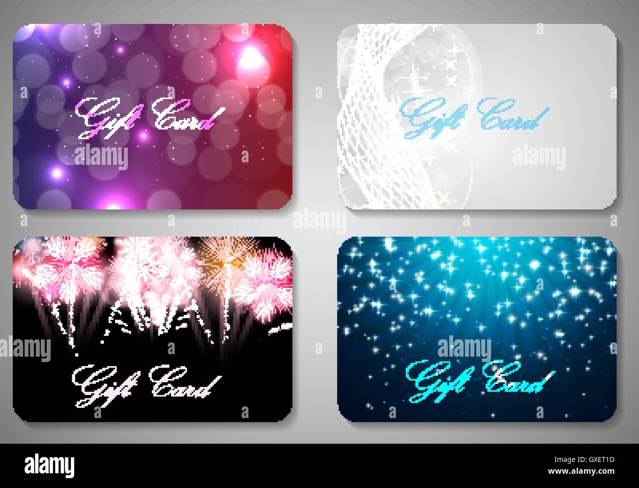 Beautiful Christmas and New Year Gift Card Template Set. Vector Stock ...