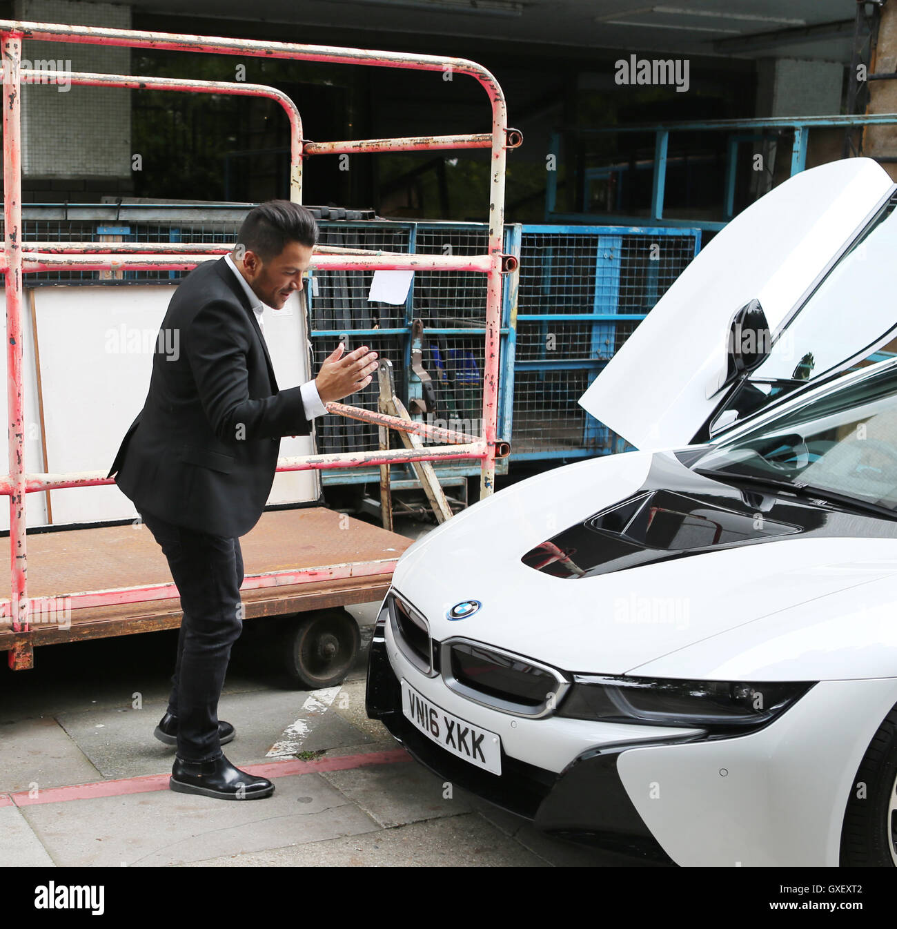 Peter Andrea outside ITV Studios with his brand new electric BMW ...
