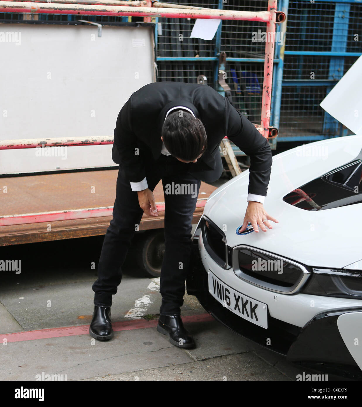 Peter Andrea outside ITV Studios with his brand new electric BMW ...