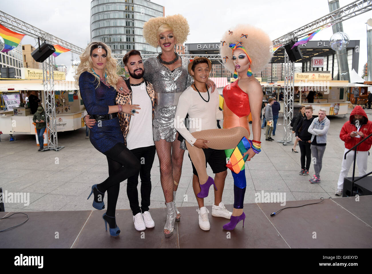 Artists promoting Berlin Queer Days at Potsdamer Platz square ...