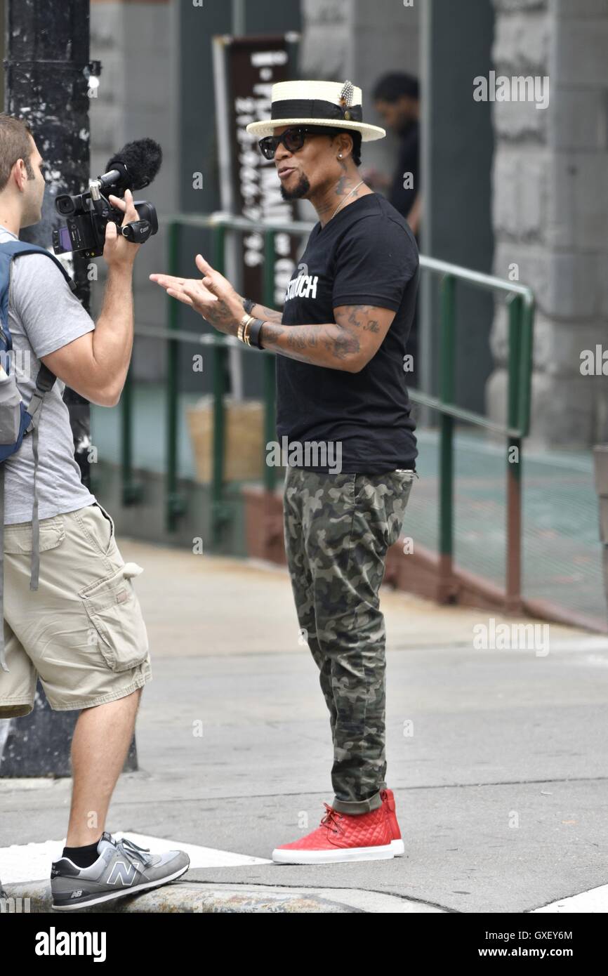 DL Hughley conducts an interview in the Tribeca neighborhood of Lower ...